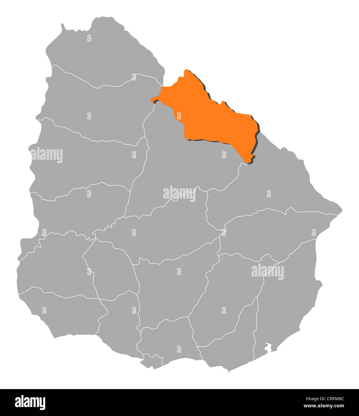Political map of Uruguay with the several departments where Rivera is ...