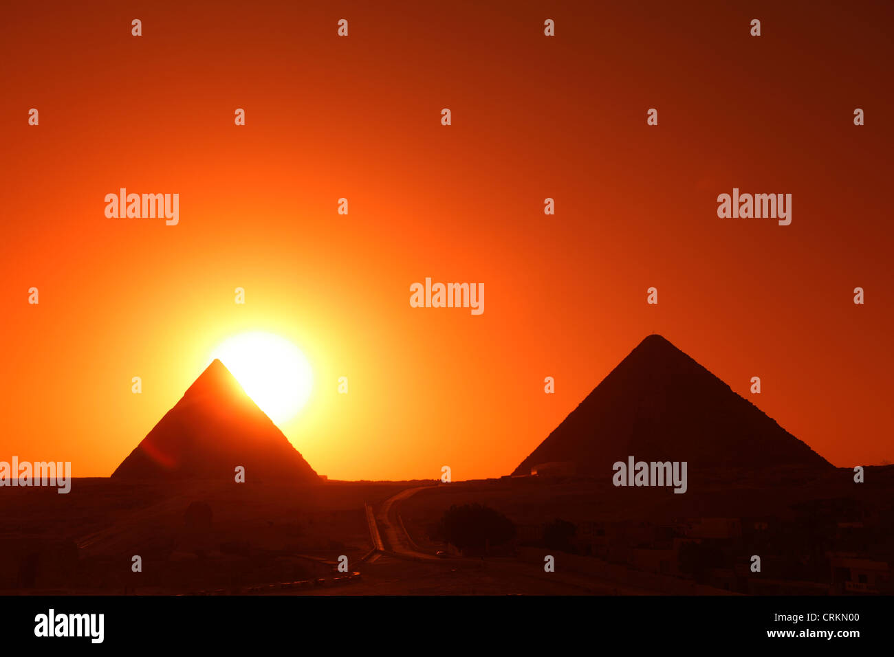 Pyramids at sunset, Giza, Egypt Stock Photo - Alamy