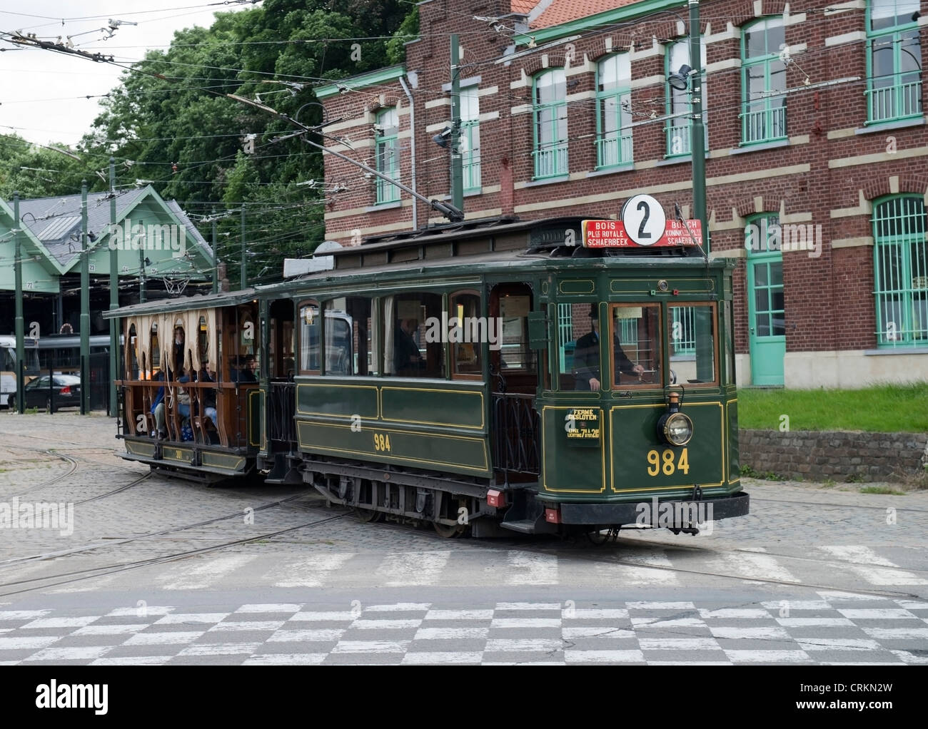 Vintage Tram No.984 with Trailer at The Tram Museum Brussels, Belgium ...