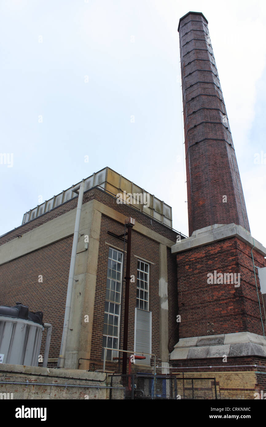 Boilerhouse with brickbuilt chimney stack Stock Photo - Alamy