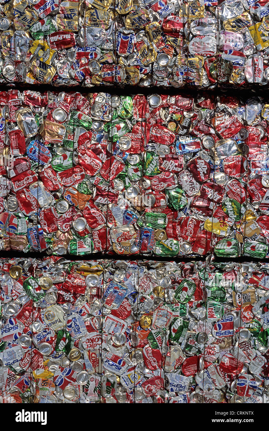 Stacked bales of crushed aluminum beverage cans Stock Photo - Alamy