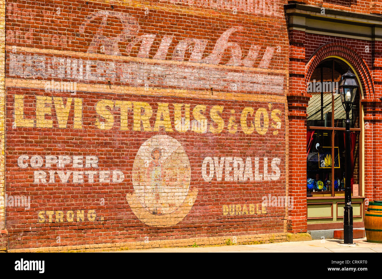 Historic advertisement on red brick building, Jacksonville, Oregon USA ...