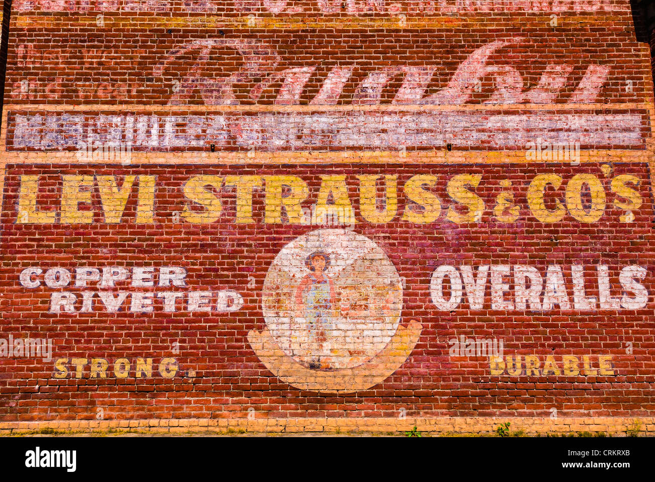Historic advertisement on red brick building, Jacksonville, Oregon USA ...