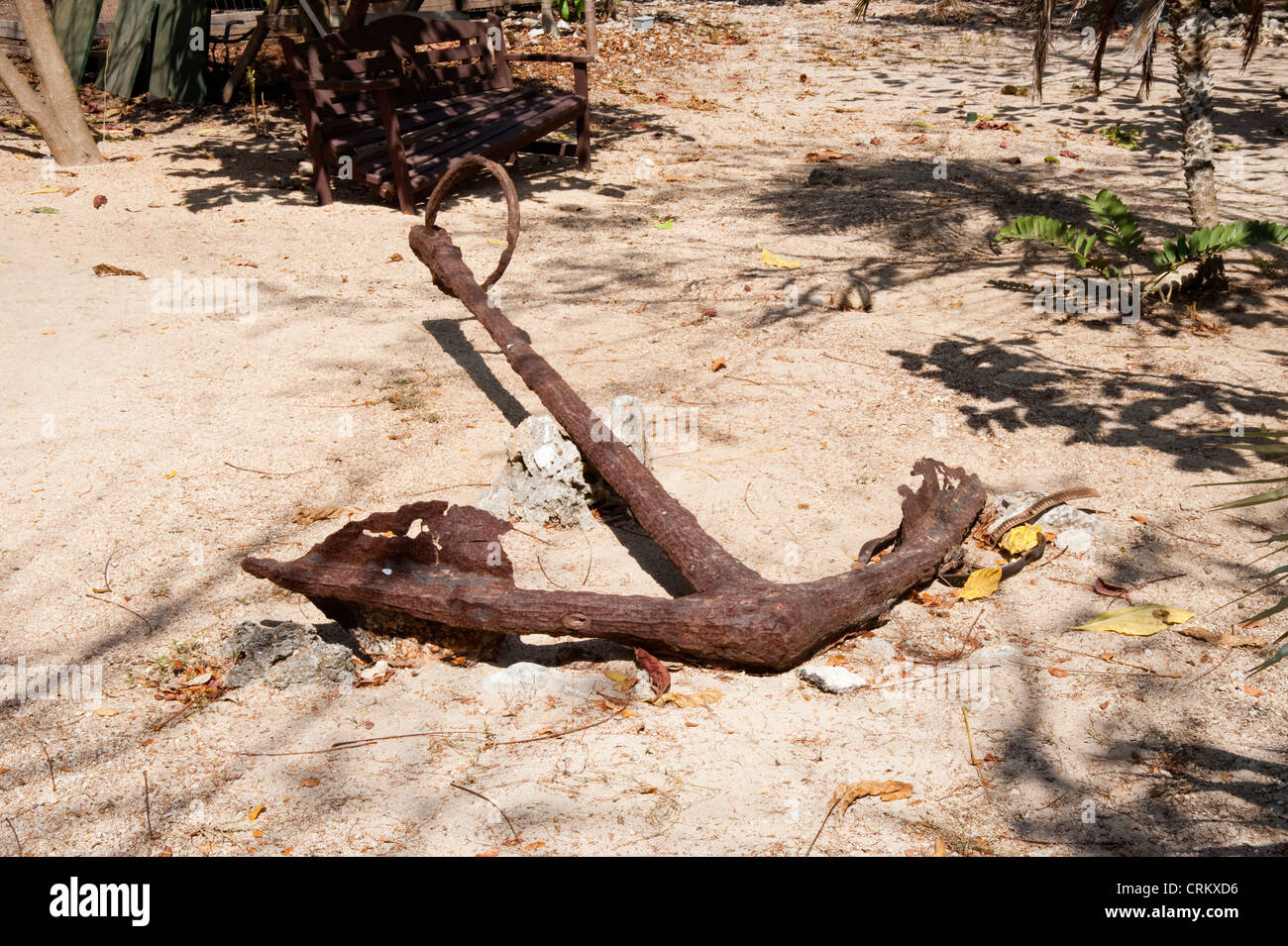 Rusty ship anchor on Grand Cayman island Stock Photo - Alamy