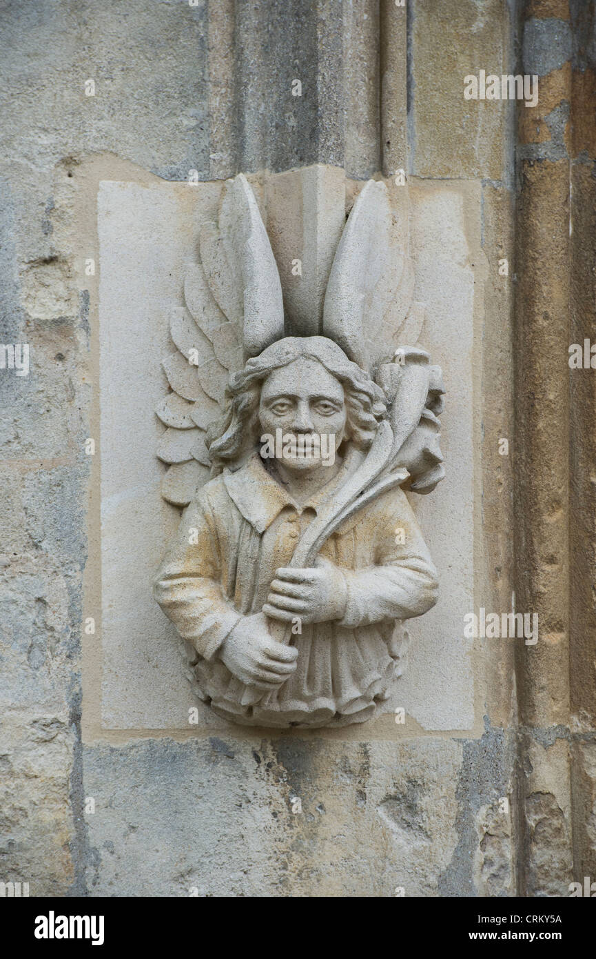 Angel stone carving, Magdalen college, Oxford, England Stock Photo - Alamy