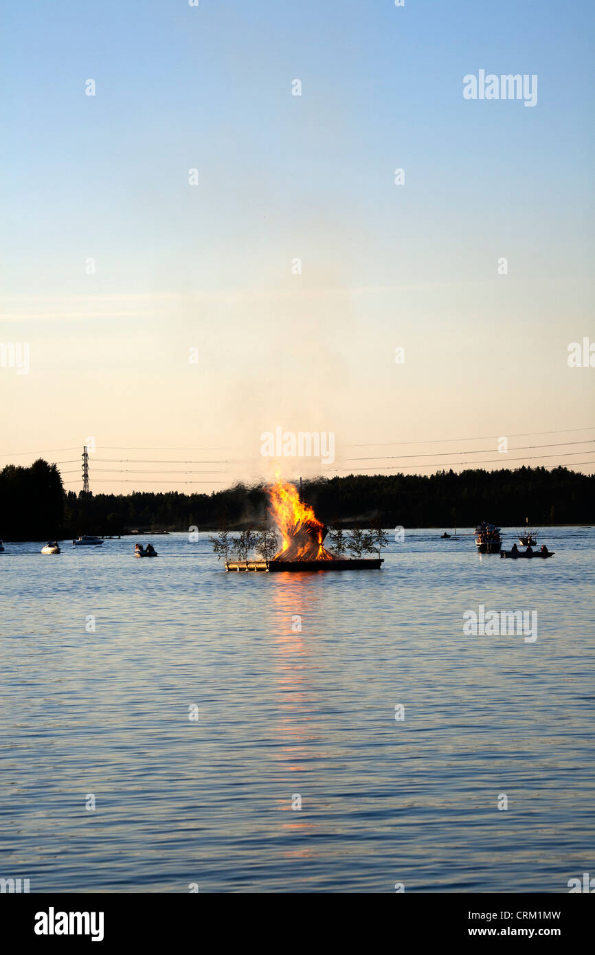 Midsummer bonfire, Lappeenranta Finland Stock Photo - Alamy
