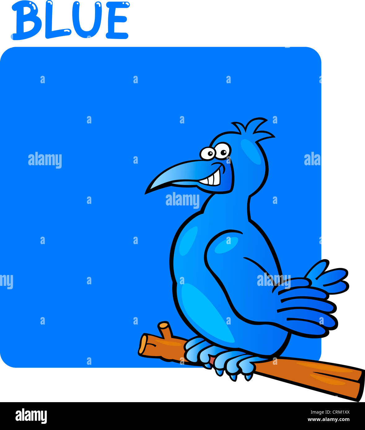 Cartoon Illustration of Color Blue and Bird Stock Photo - Alamy