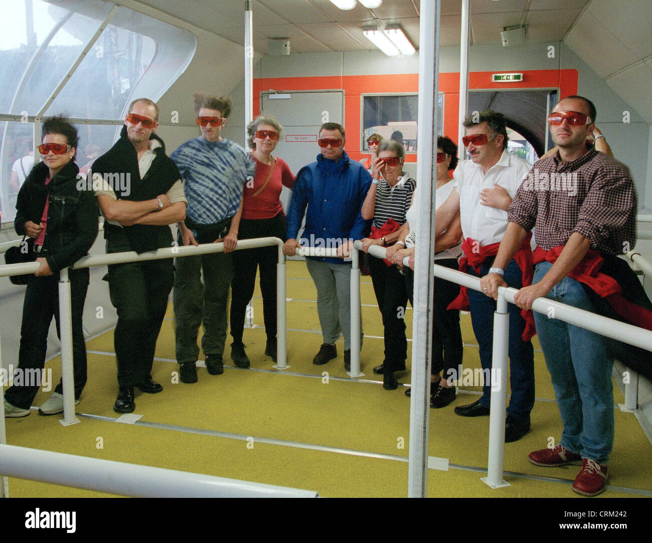 Expo 2002 visitors in a simulator for Sturmboen Stock Photo - Alamy
