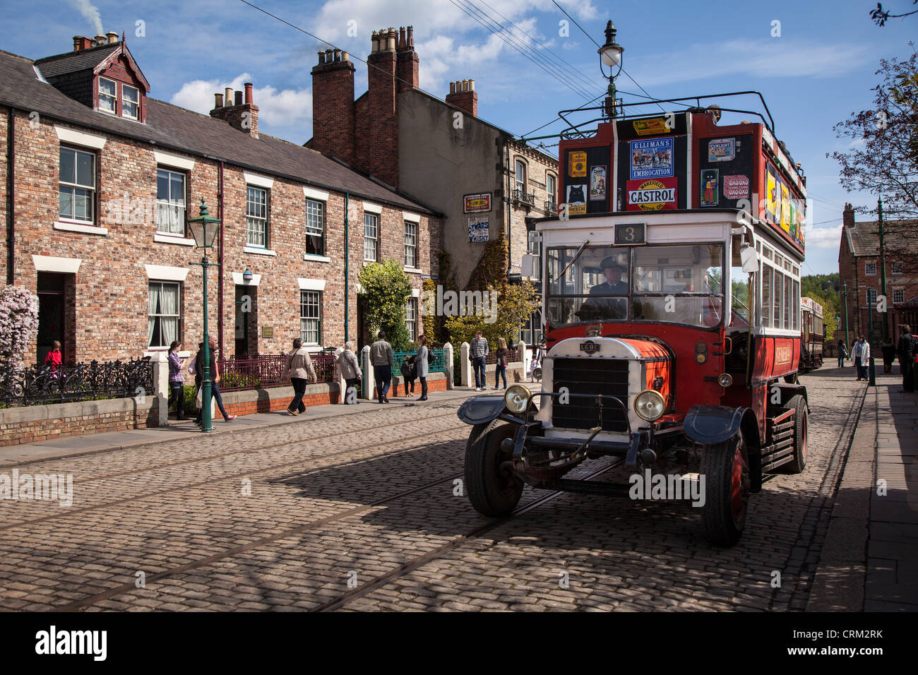 Replica bus, Beamish Open Air Museum, County Durham Stock Photo - Alamy