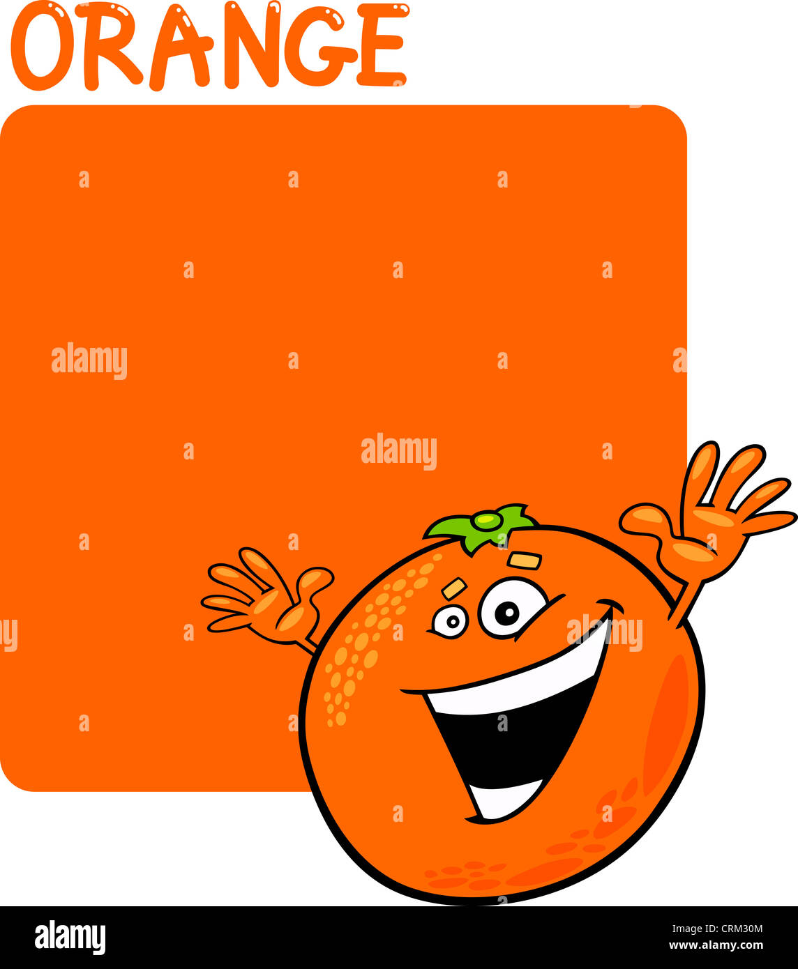 Cartoon Illustration of Color Orange and Orange Fruit Stock Photo - Alamy