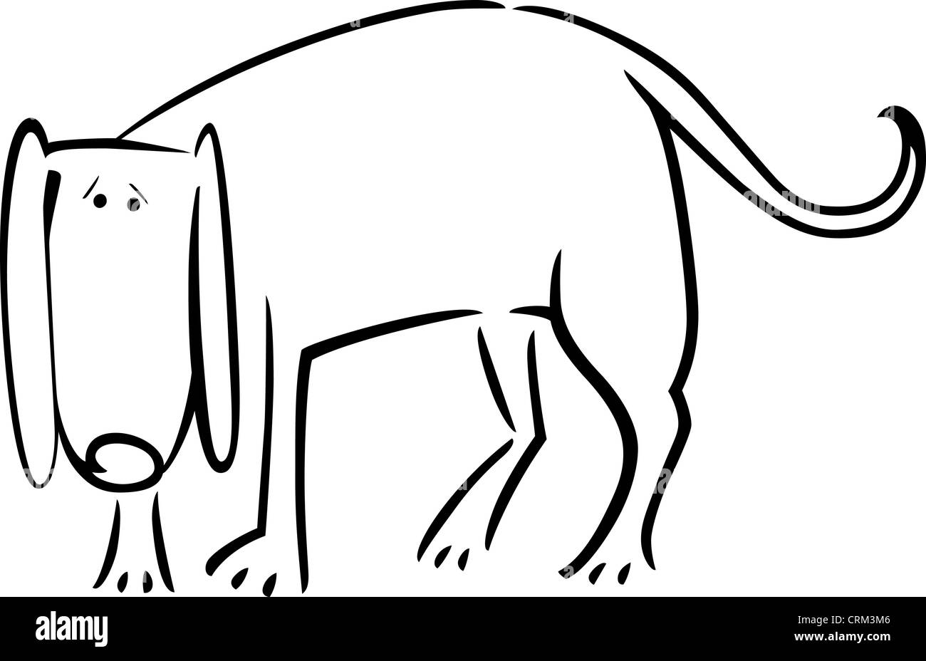 cartoon doodle illustration of cute sad dog for coloring book Stock ...