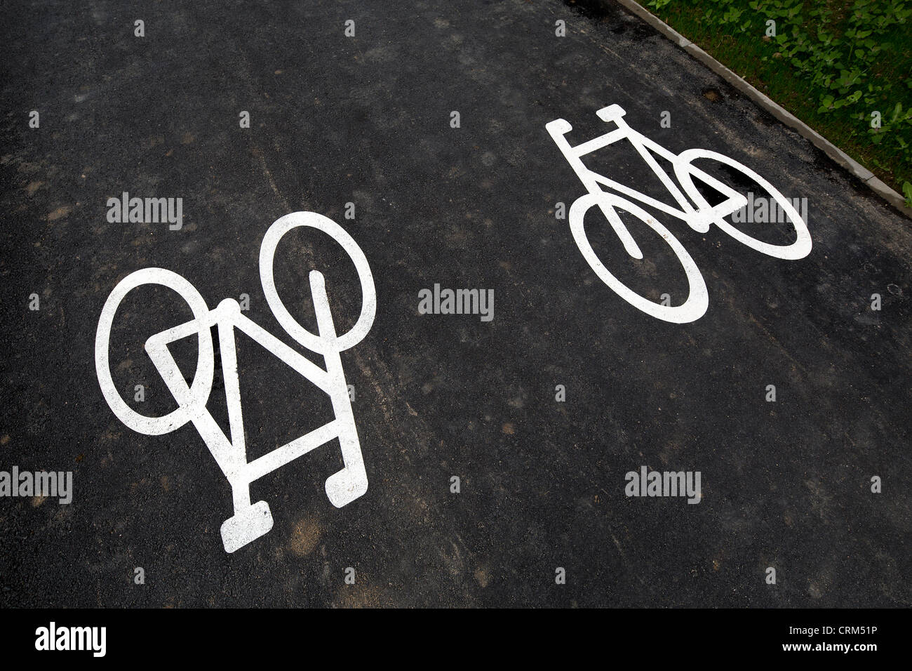 Cycle track, piktogram, cycling, sign, bike, Prague, Czech Republic ...