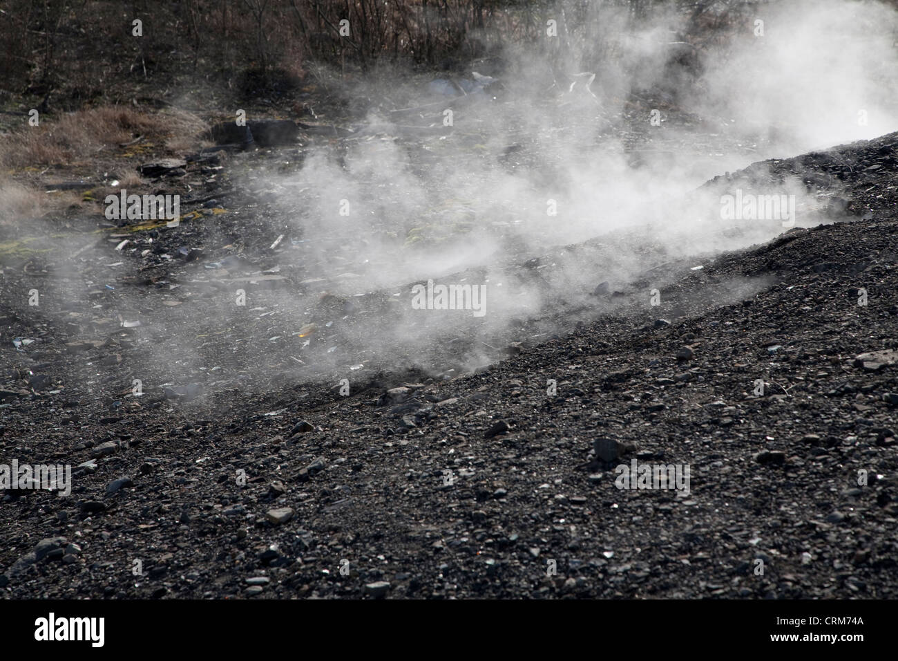 Smoke rising from ground at burning town of Centralia, Central ...