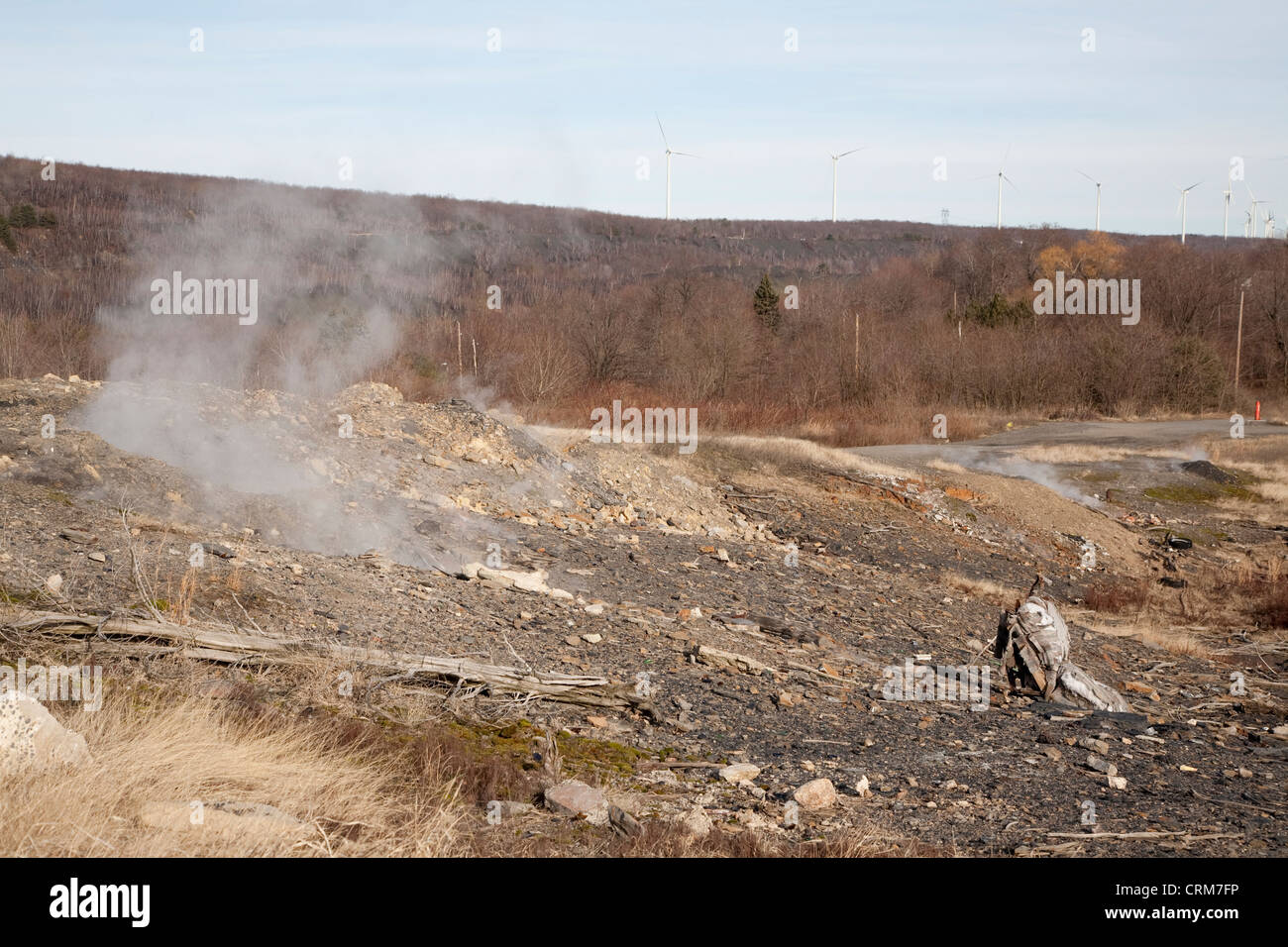 Smoke rising through ground at burning town of Centralia, Central ...