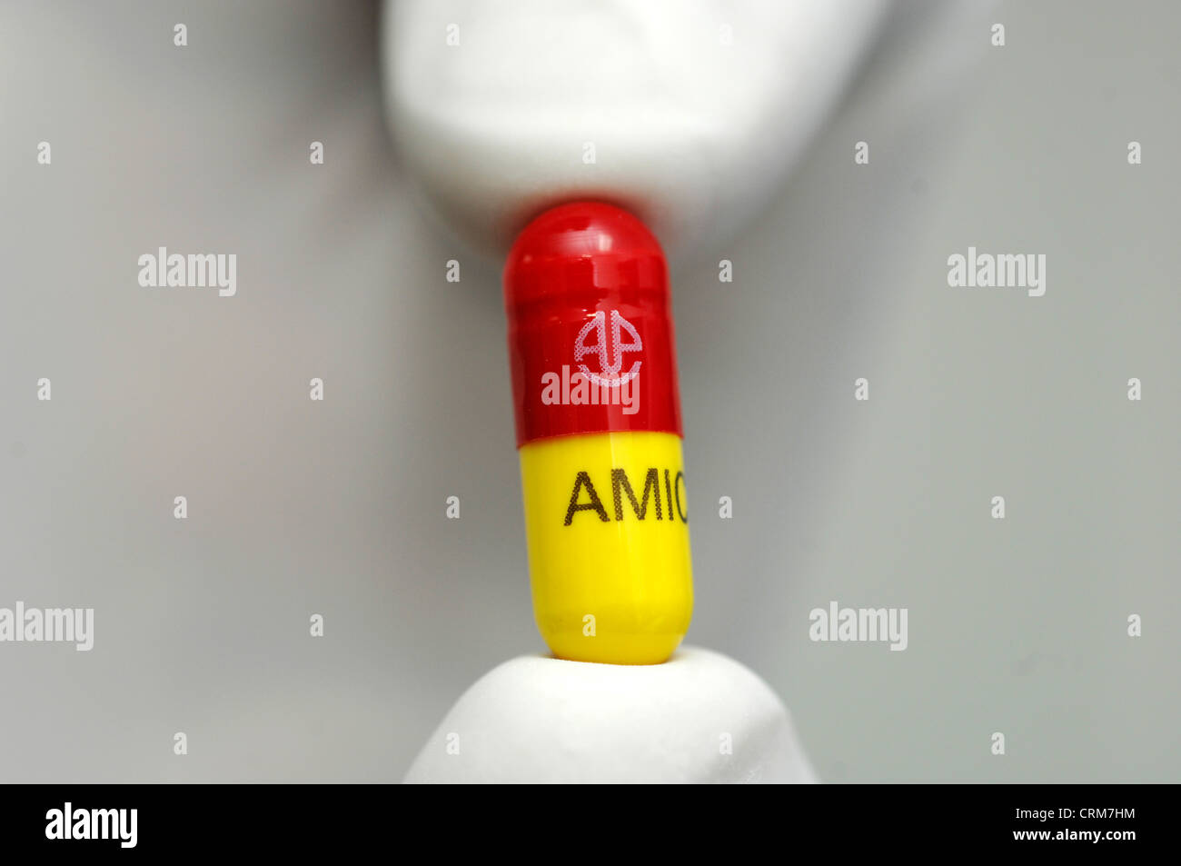 A gloved hand holds a single Amicycline capsules Stock Photo - Alamy