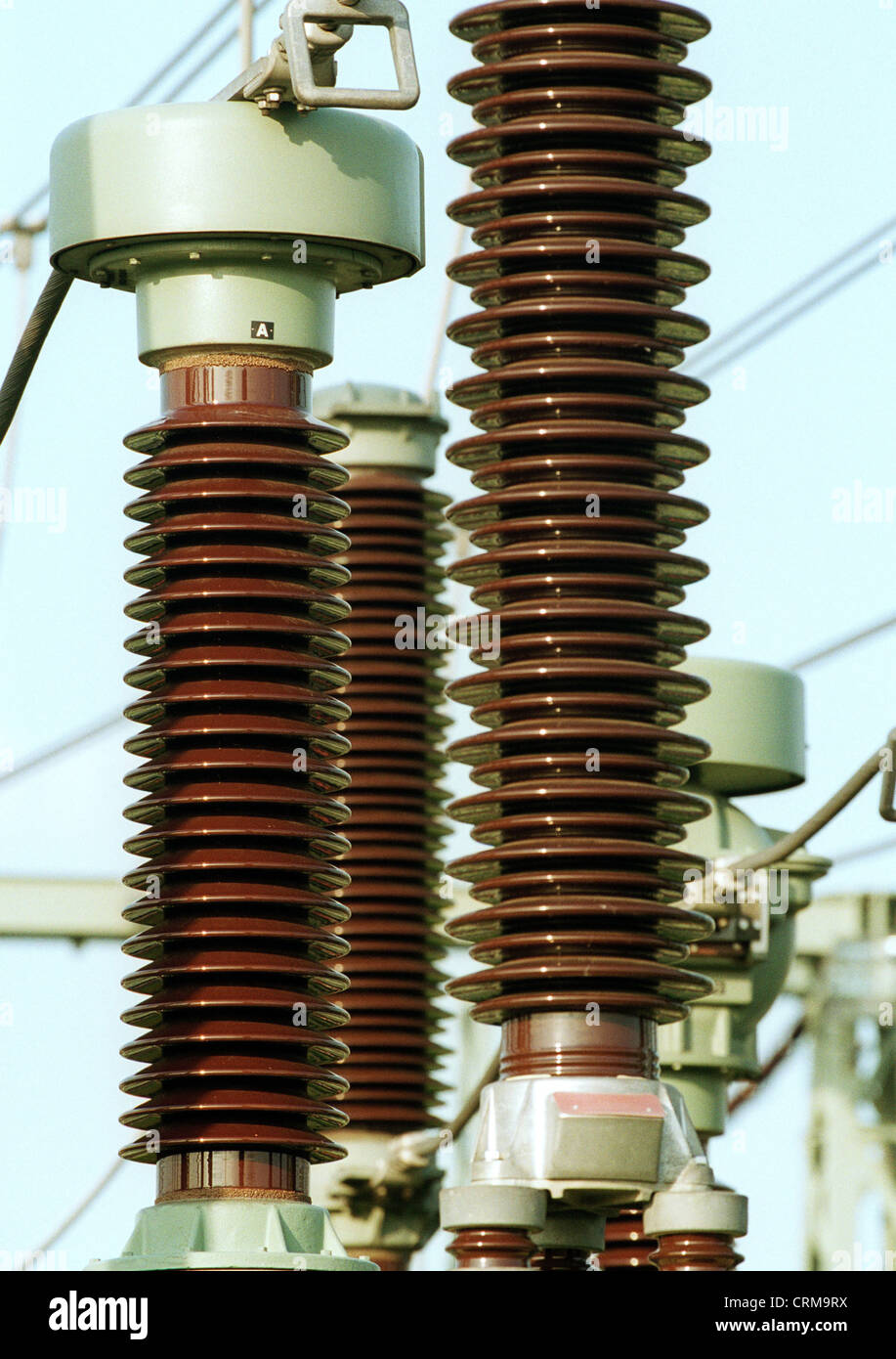 Insulators of a transformer station Stock Photo - Alamy