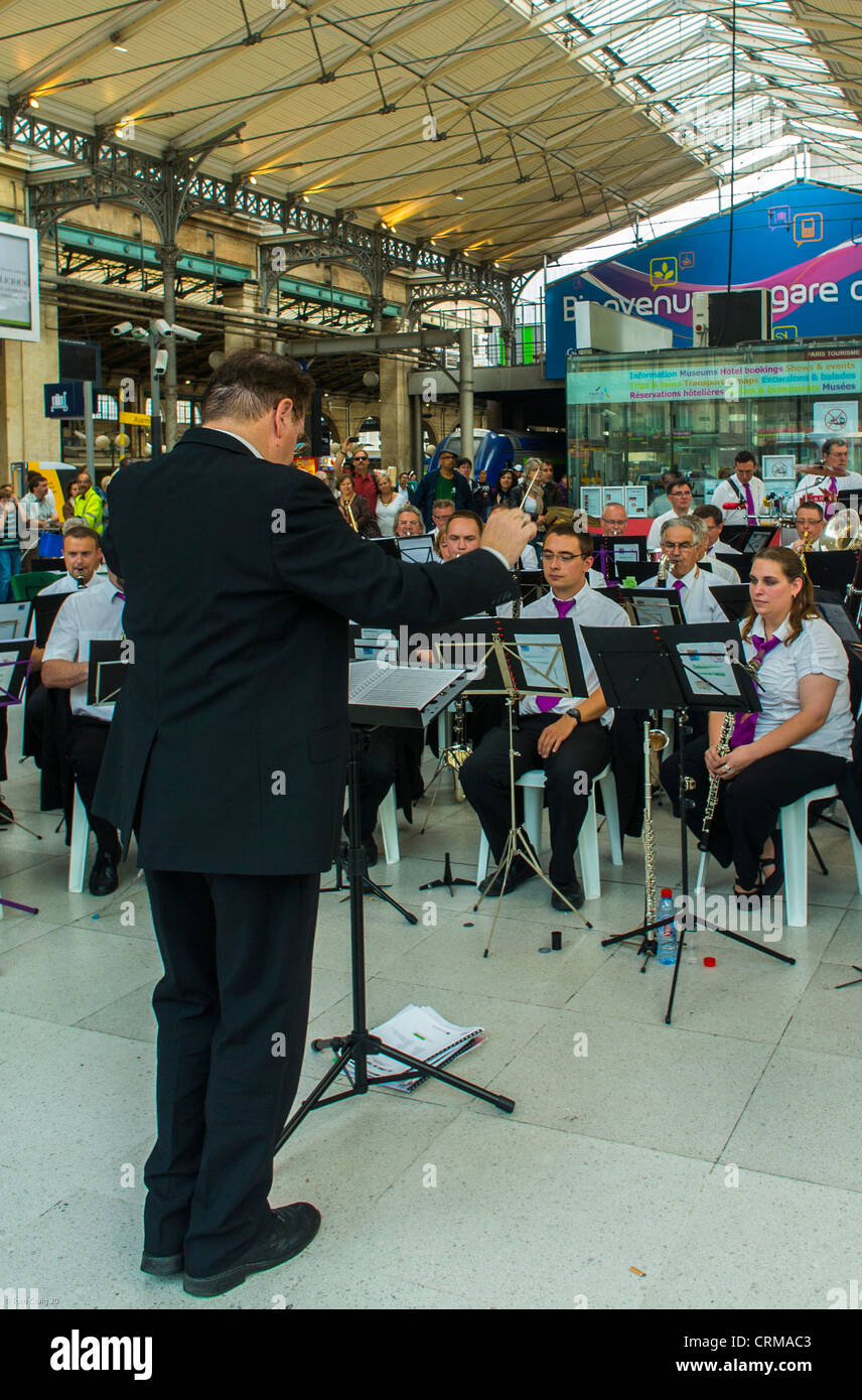 Paris, France, Orchestra Leader, in front of Large Crowd of People ...