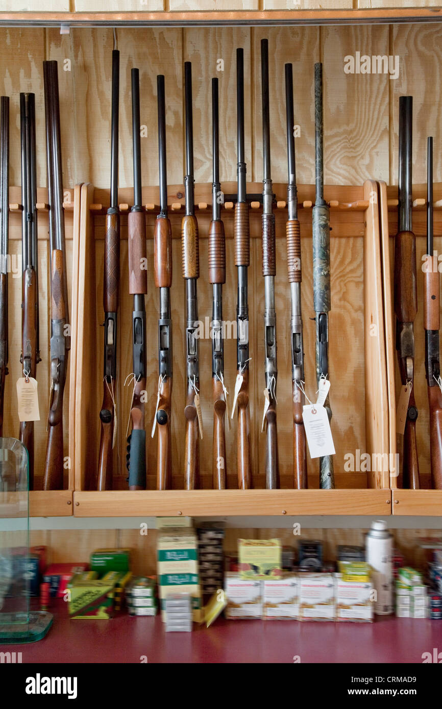 Rifles on display in gun shop Stock Photo - Alamy