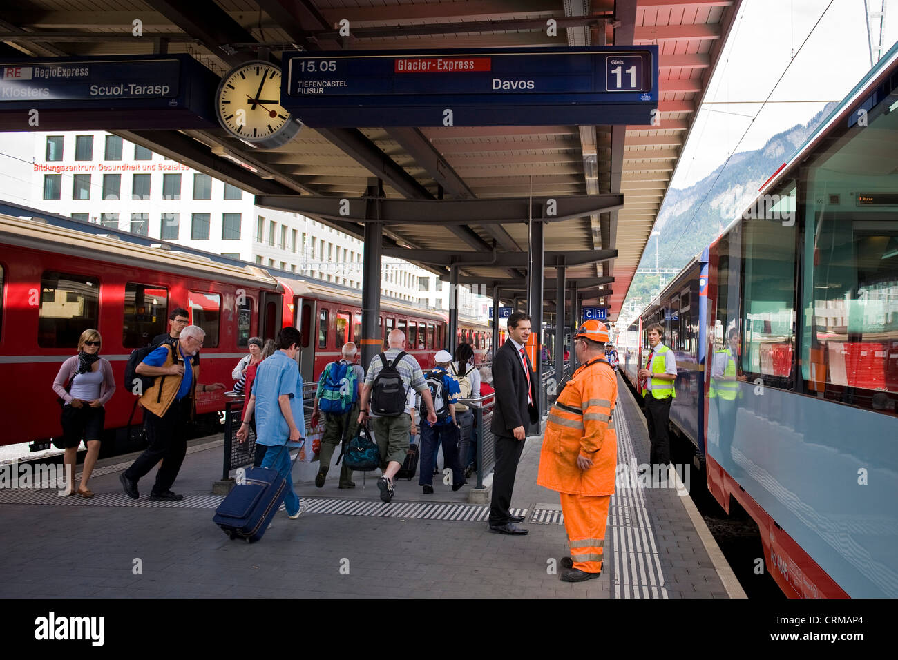 Switzerland, Canton Grisons, Chur railway station, Glacier express ...