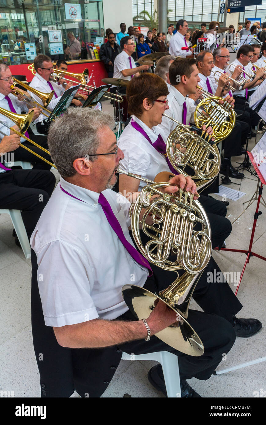 Paris, France, Symphony Orchestra Performing in Train Station, "Gare de ...