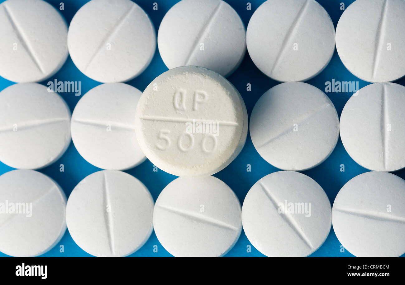 A still life of 500mg pills Stock Photo - Alamy