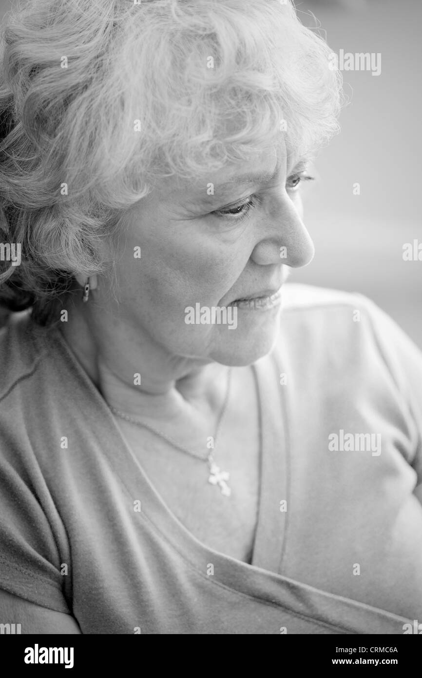 Senior woman in black Black and White Stock Photos & Images - Alamy