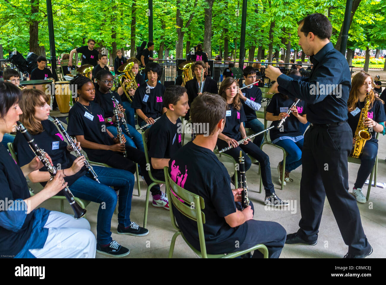 Paris, France, multiracial group High School Students Performing in ...