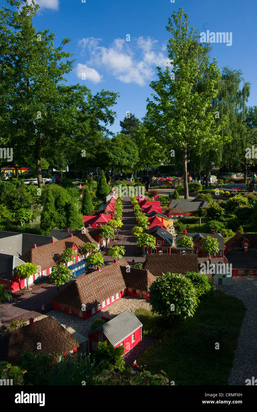Lego houses lining a street in Miniland, Legoland, Billund, Denmark ...
