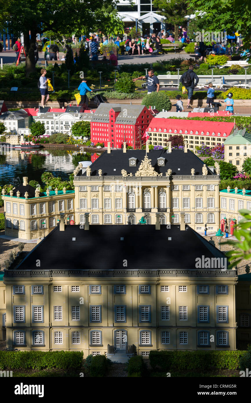 Tourists passing Lego buildings, Miniland, Legoland, Billund, Denmark ...