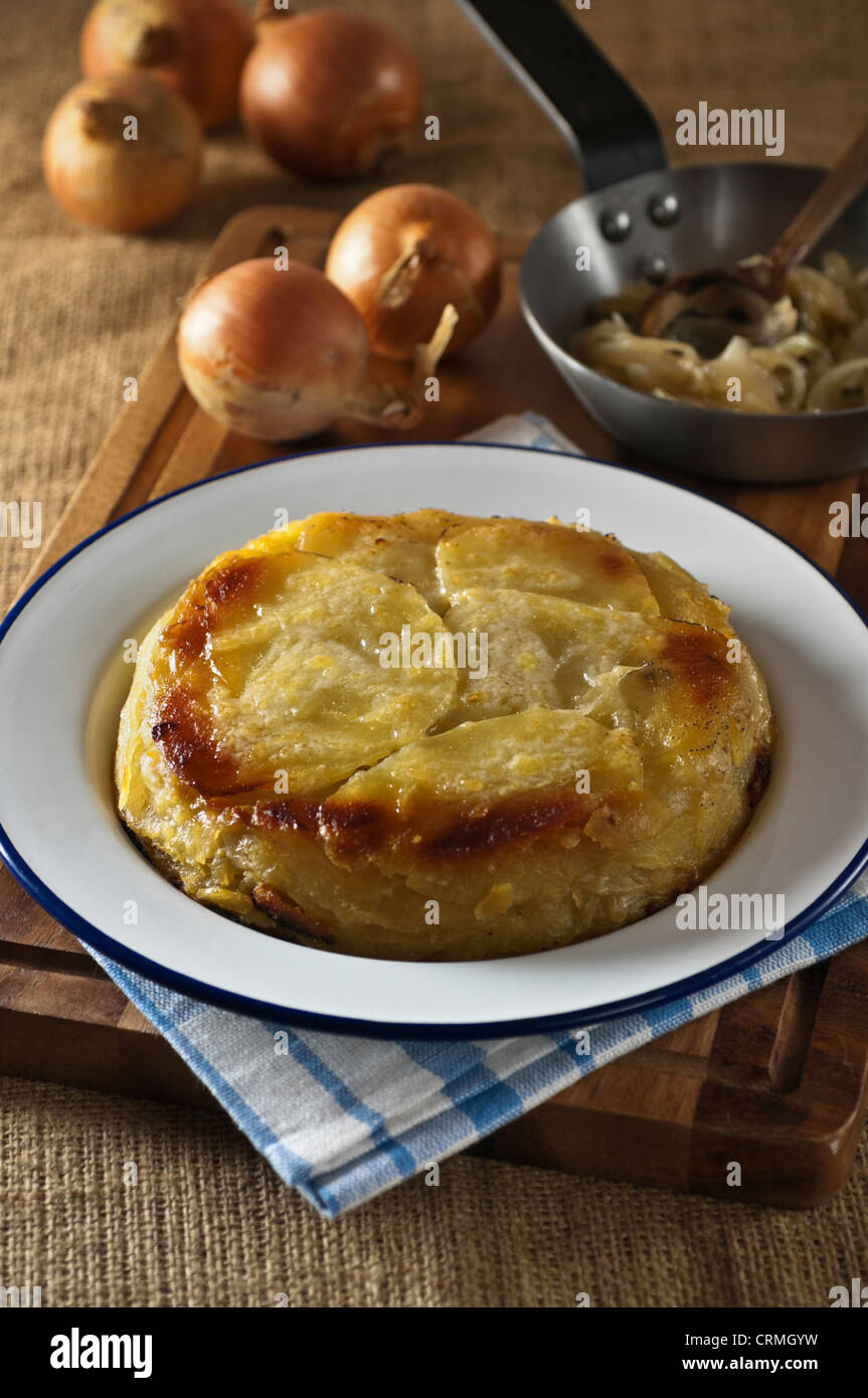 Welsh onion cake Potato and onion dish Wales Food UK Stock Photo - Alamy