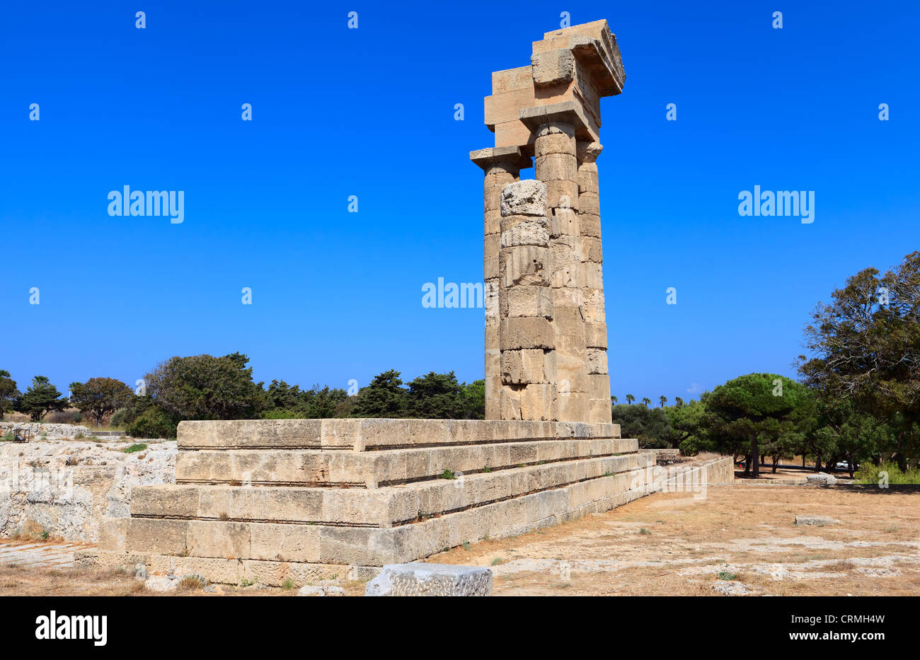 Ancient acropolis ruins of Rhodes. Rhodes island. Greece Stock Photo ...