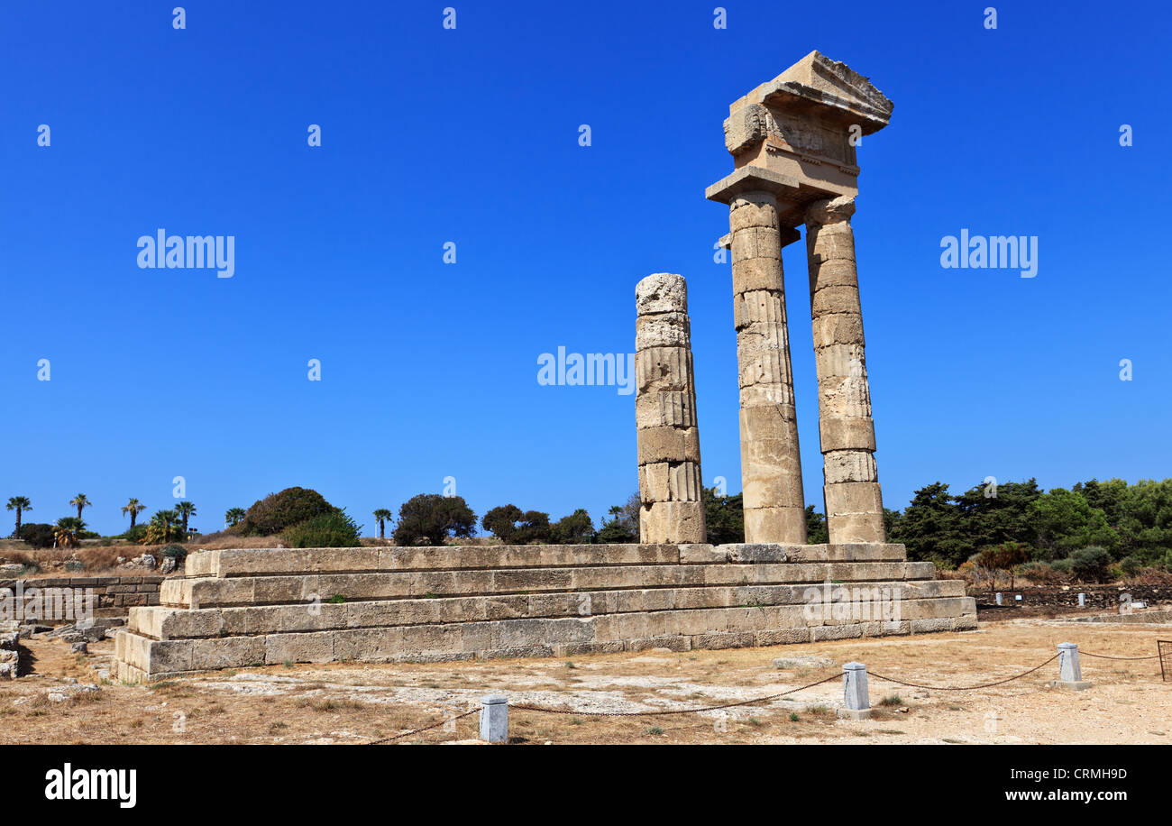 Ancient acropolis ruins of Rhodes. Rhodes island. Greece Stock Photo ...