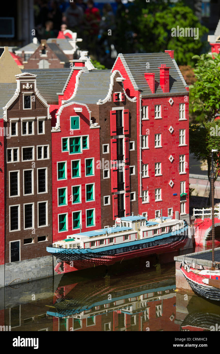 Lego boat passing houses in Miniland, Legoland, Billund, Denmark Stock ...