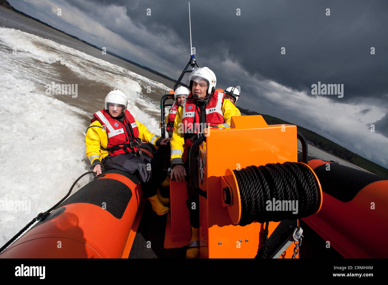 Brave men Nith Inshore Rescue independent lifeboat practising just of ...