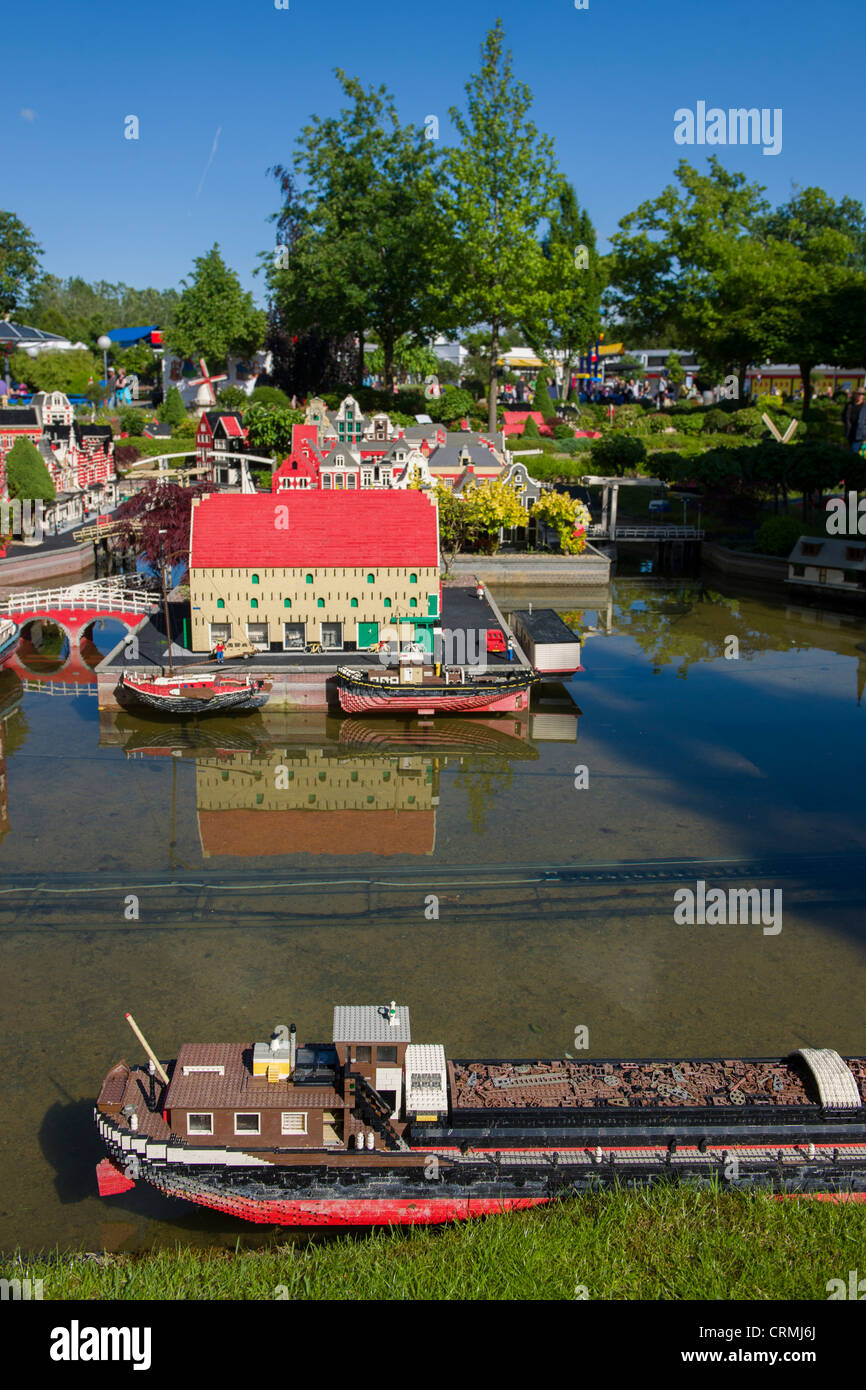 Floating Lego barge passing through Miniland, Legoland, Billund ...