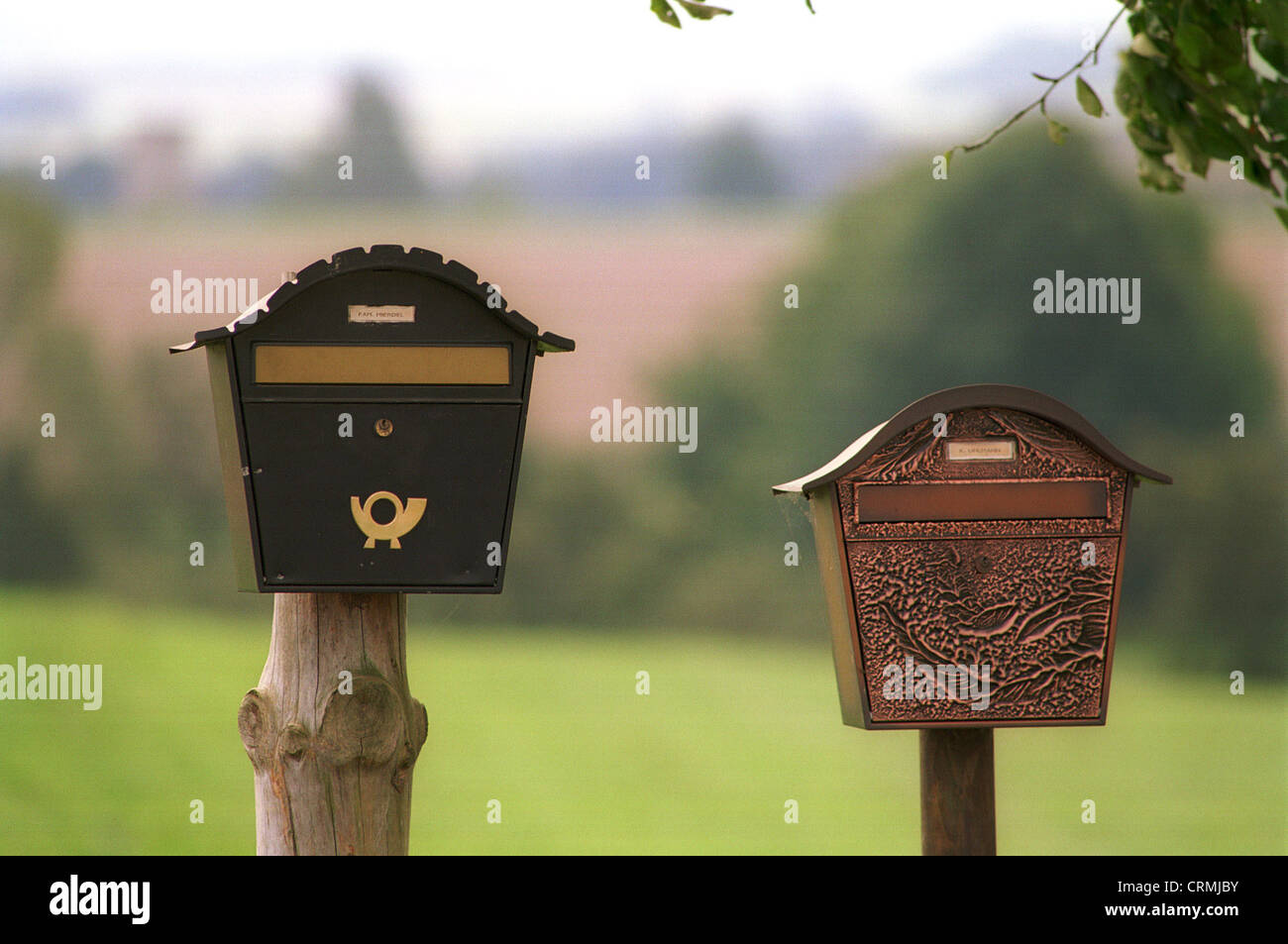 Letterboxes of two rural households Stock Photo - Alamy