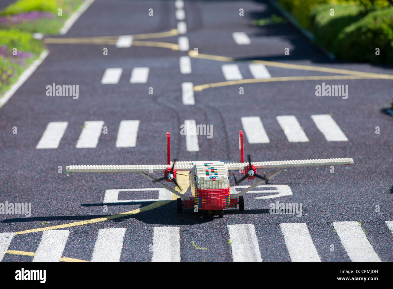 Lego plane taxing on the runway at the airport of Miniland, Legoland ...