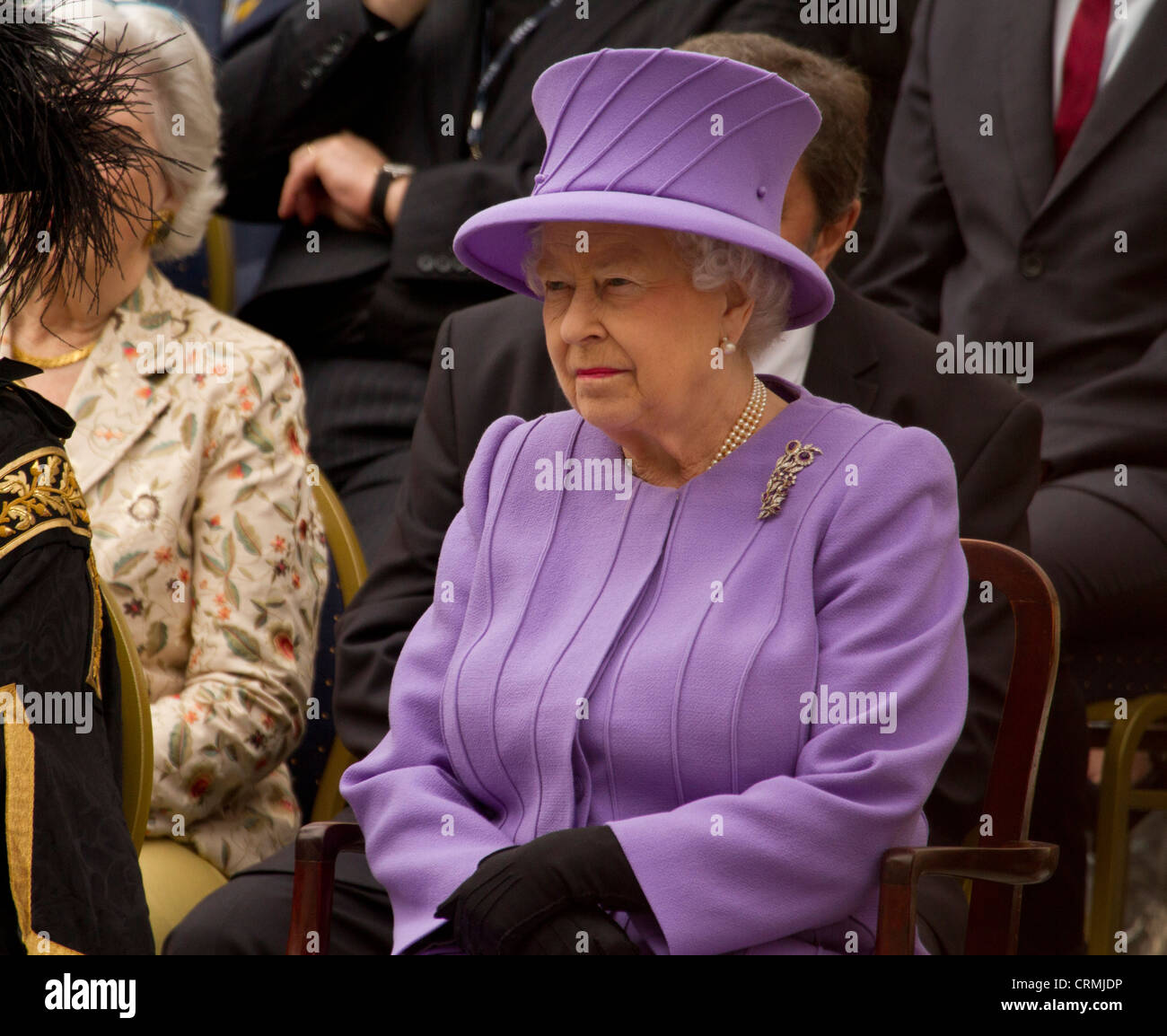 Queen Elizabeth II watches a performance at Exeter, Devon Stock Photo ...