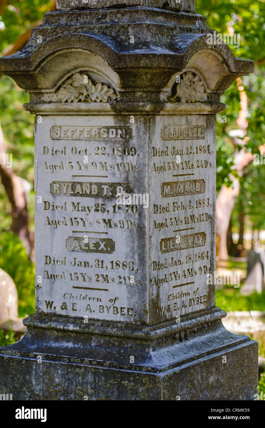 Tombstones in the Jacksonville Cemetery, Jacksonville, Oregon USA Stock ...