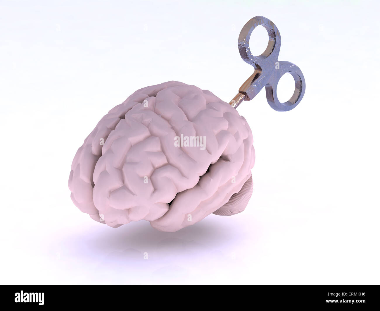 human brain with key, energy charge concept, 3d illustration Stock ...
