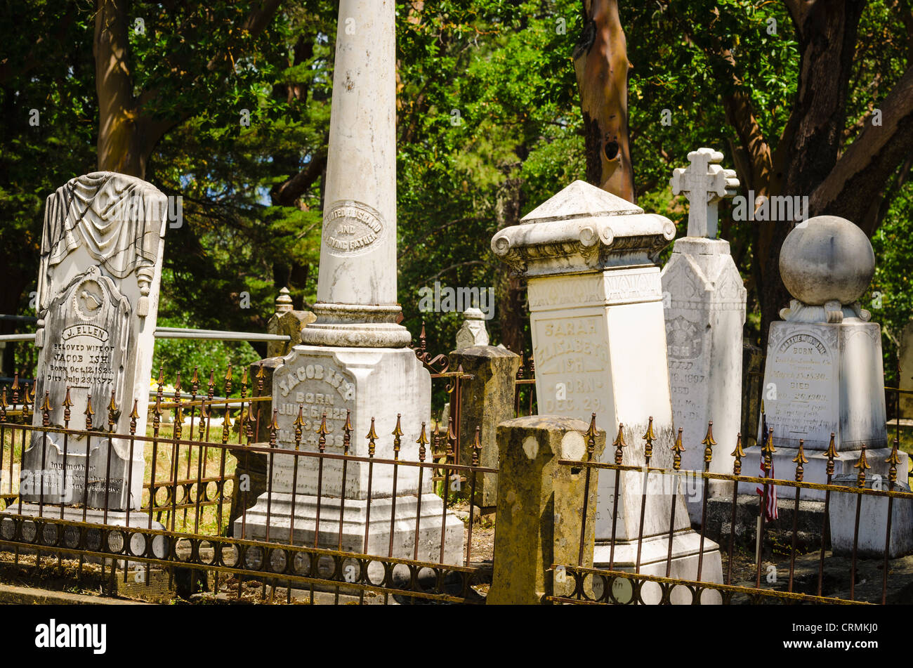 Tombstones in the Jacksonville Cemetery, Jacksonville, Oregon USA Stock ...