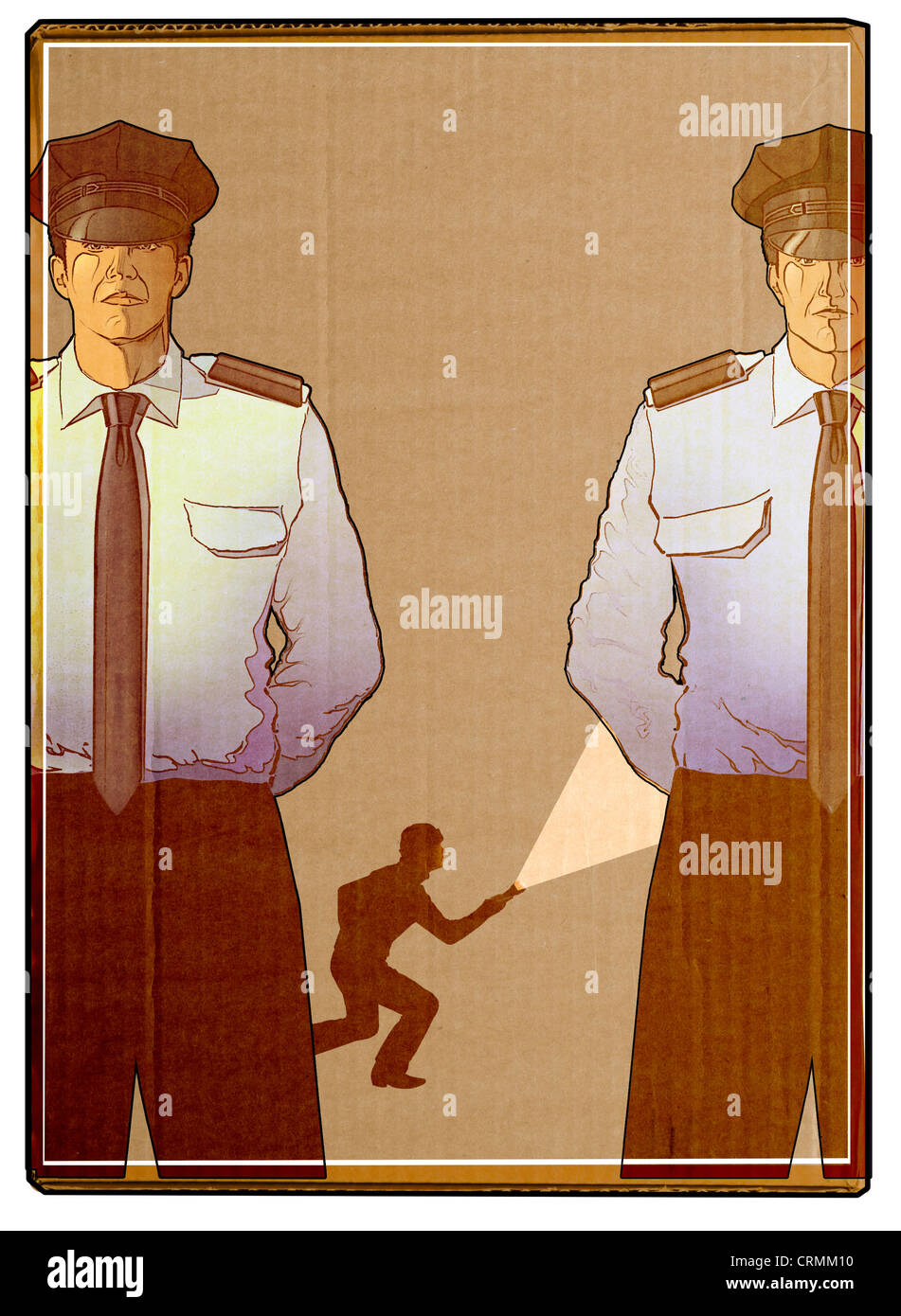 silhouette of burglar sneaking past guards Stock Photo - Alamy