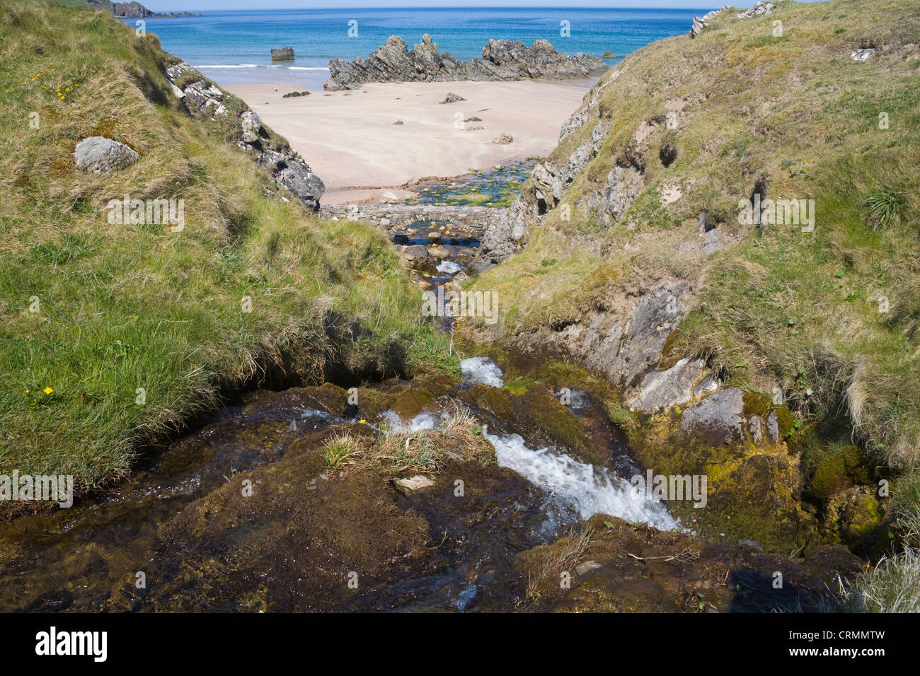 Sango Bay Durness Sutherland Scotland May Stream flowing down to this ...