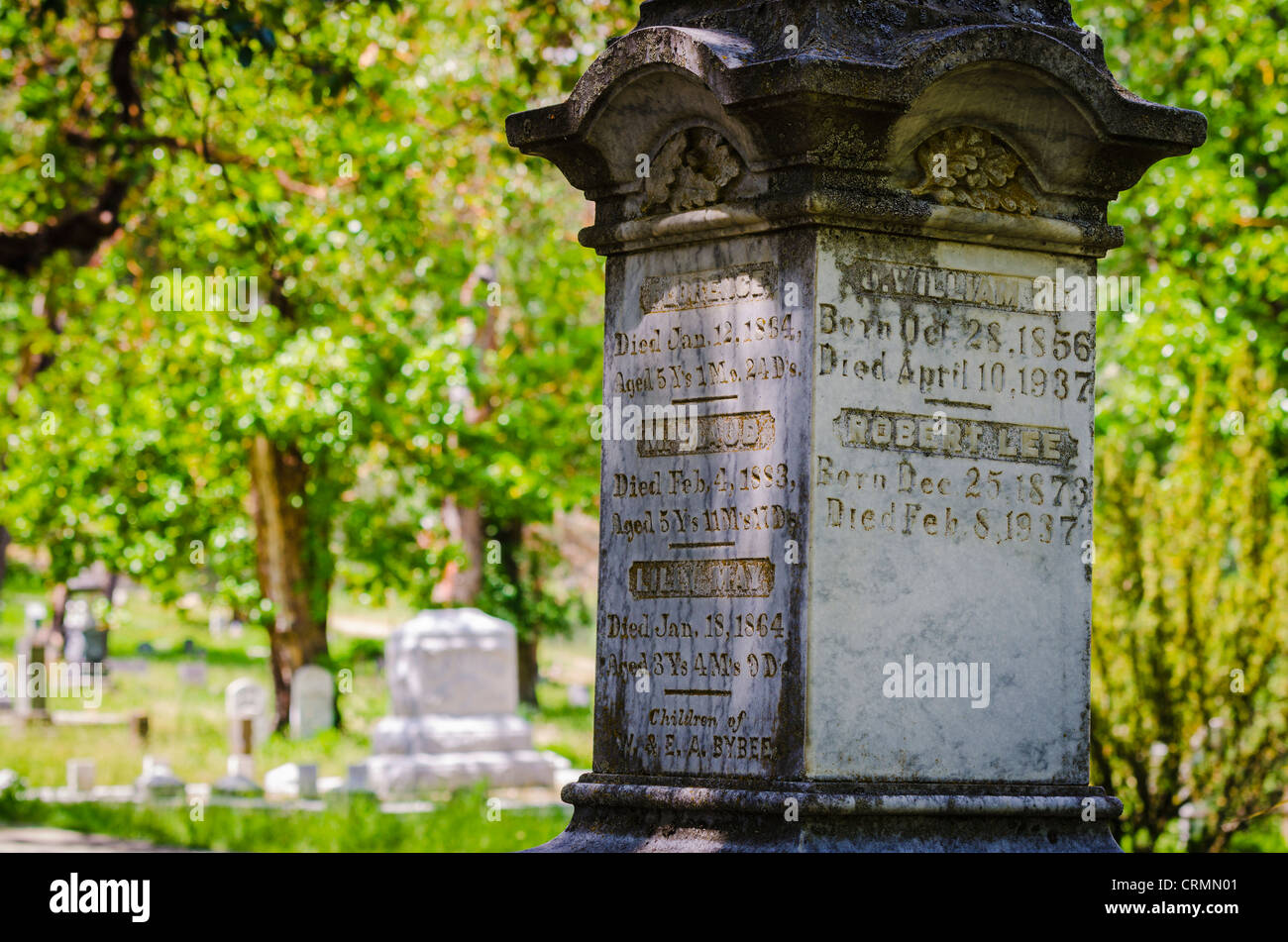 Tombstones in the Jacksonville Cemetery, Jacksonville, Oregon USA Stock ...