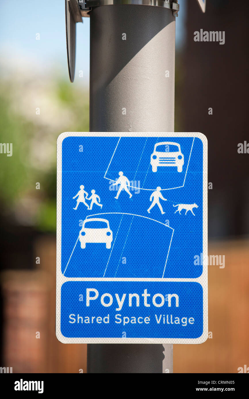 Poynton village in Cheshire uses a shared space road scheme, where ...