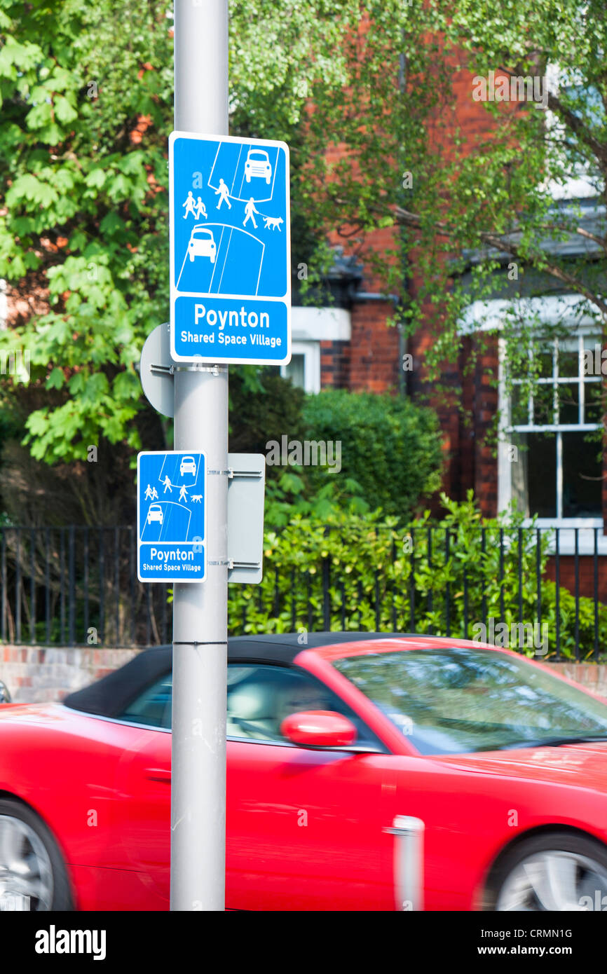 Poynton village in Cheshire uses a shared space road scheme, where ...