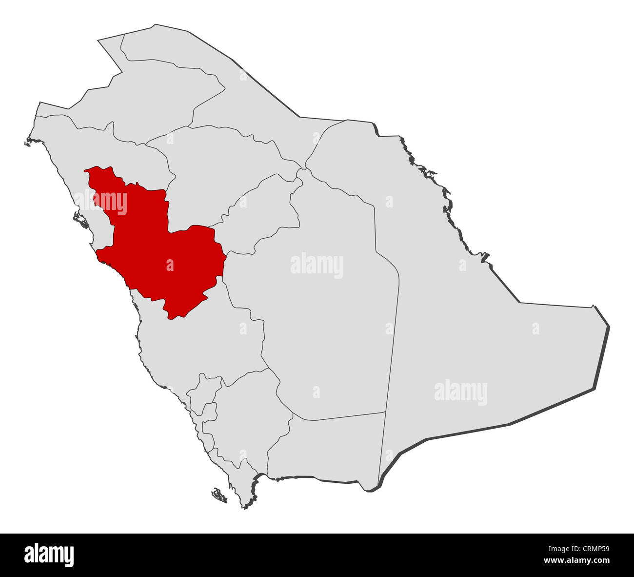 Political map of Saudi Arabia with the several provinces where Al ...