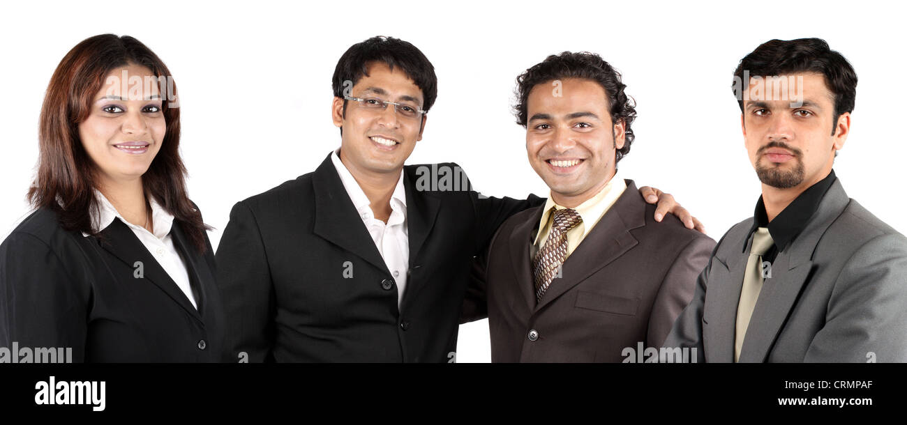 A group of young Indian business team, on white studio background Stock ...