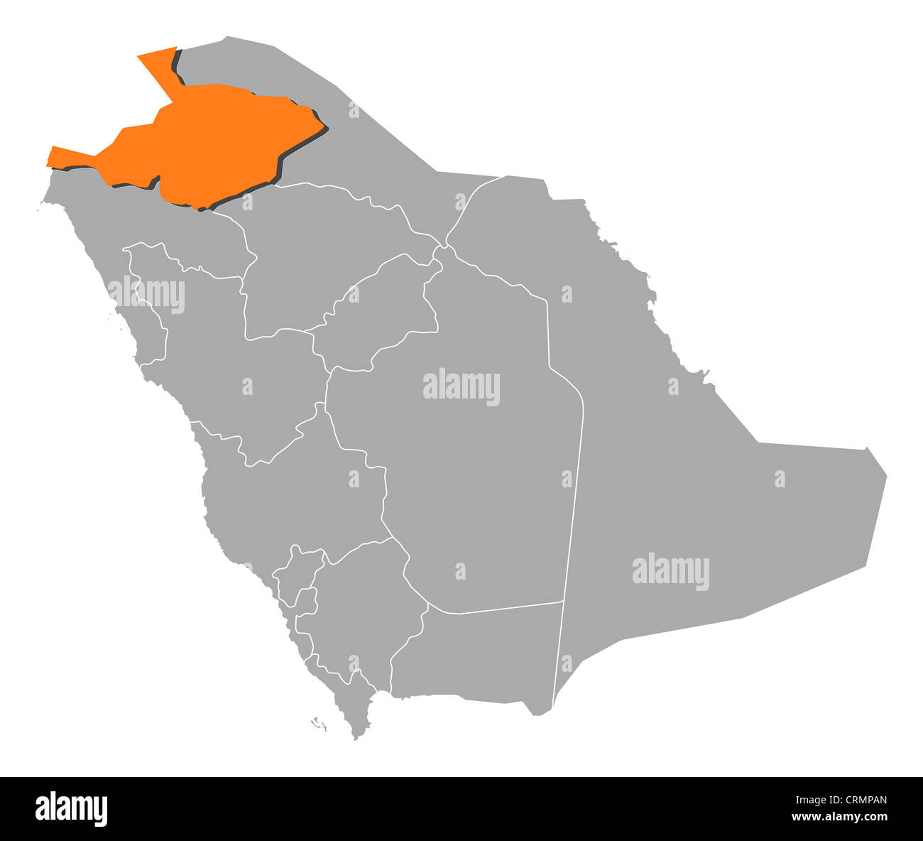 Political map of Saudi Arabia with the several provinces where Al Jawf ...