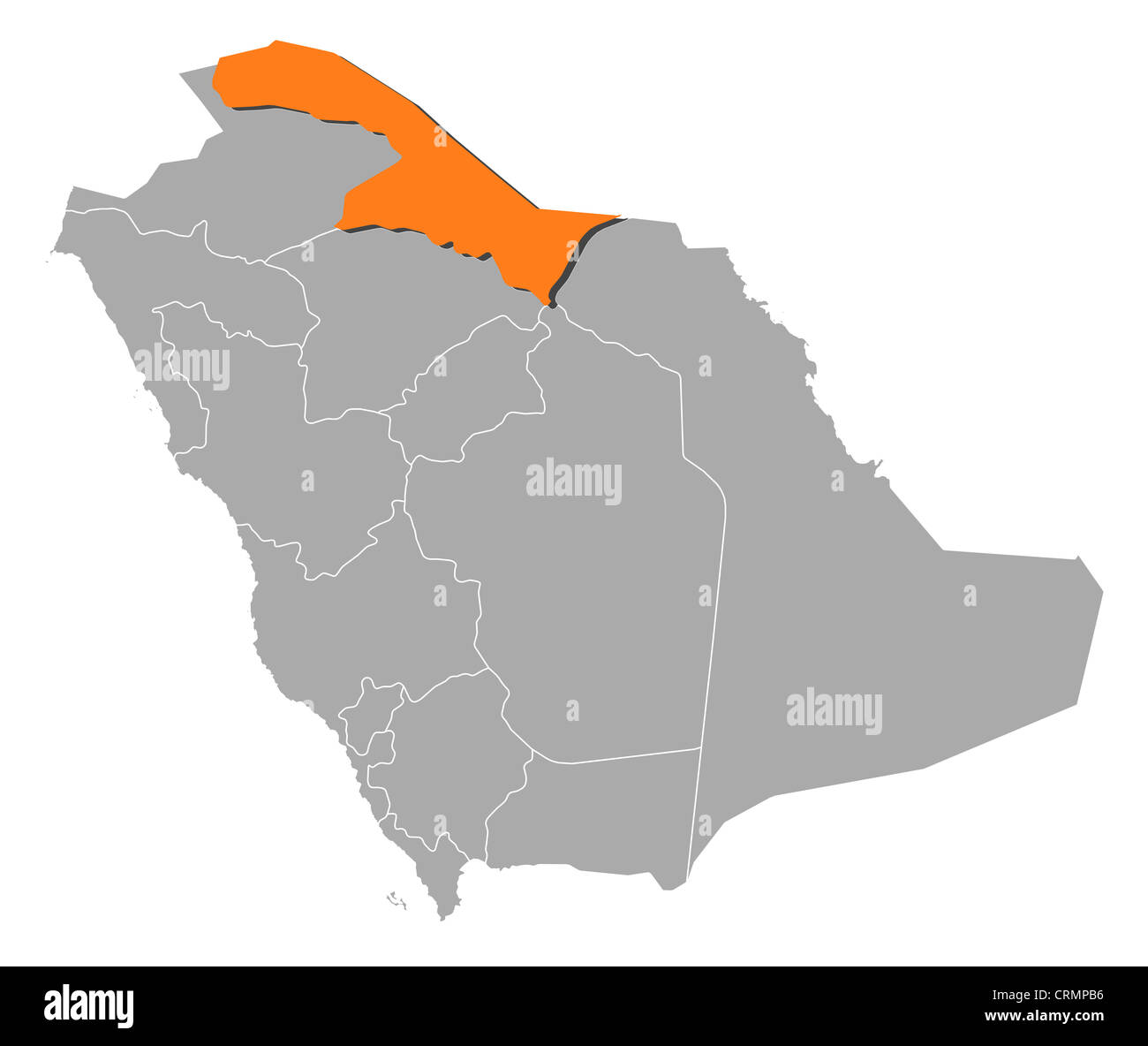 Political map of Saudi Arabia with the several provinces where Northern ...